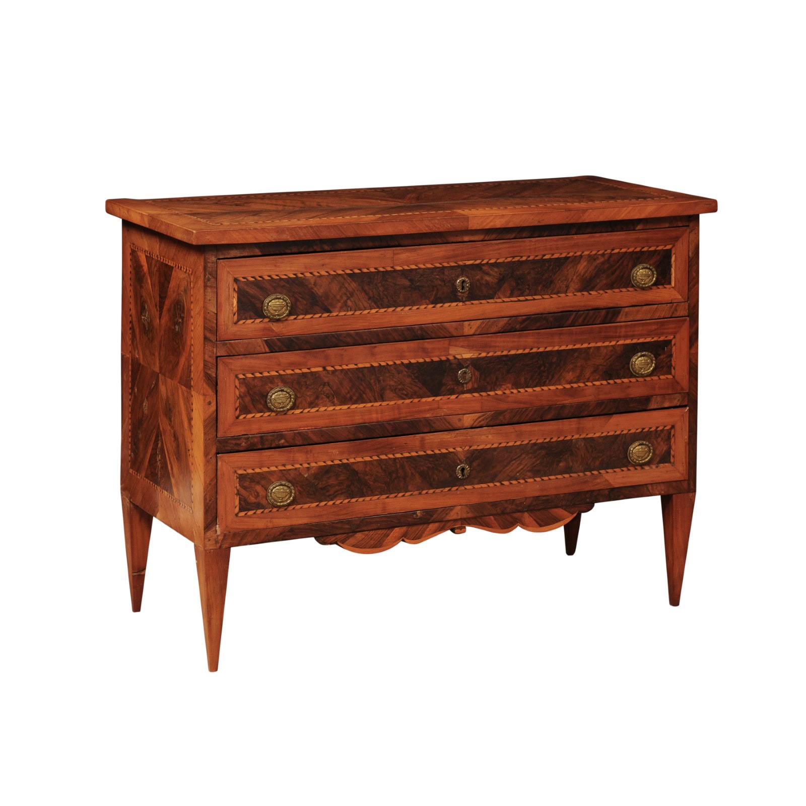 Late 18th Century Italian Neoclassical Walnut Commode with 3 Drawers ...